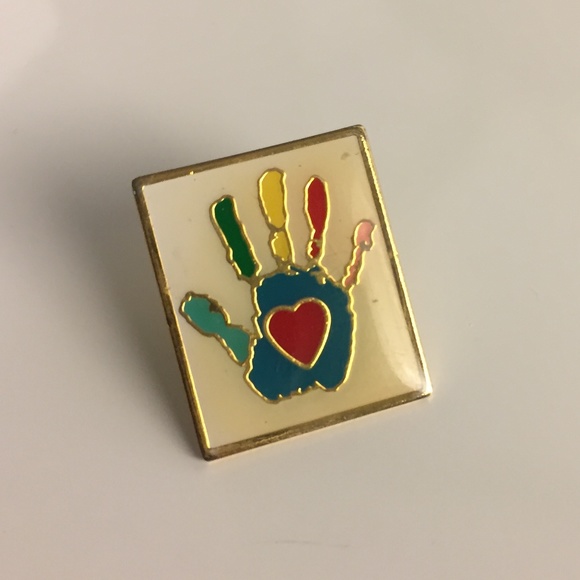 Vintage | Accessories | Vintage Childrens Handprint Enamel Pin | Poshmark